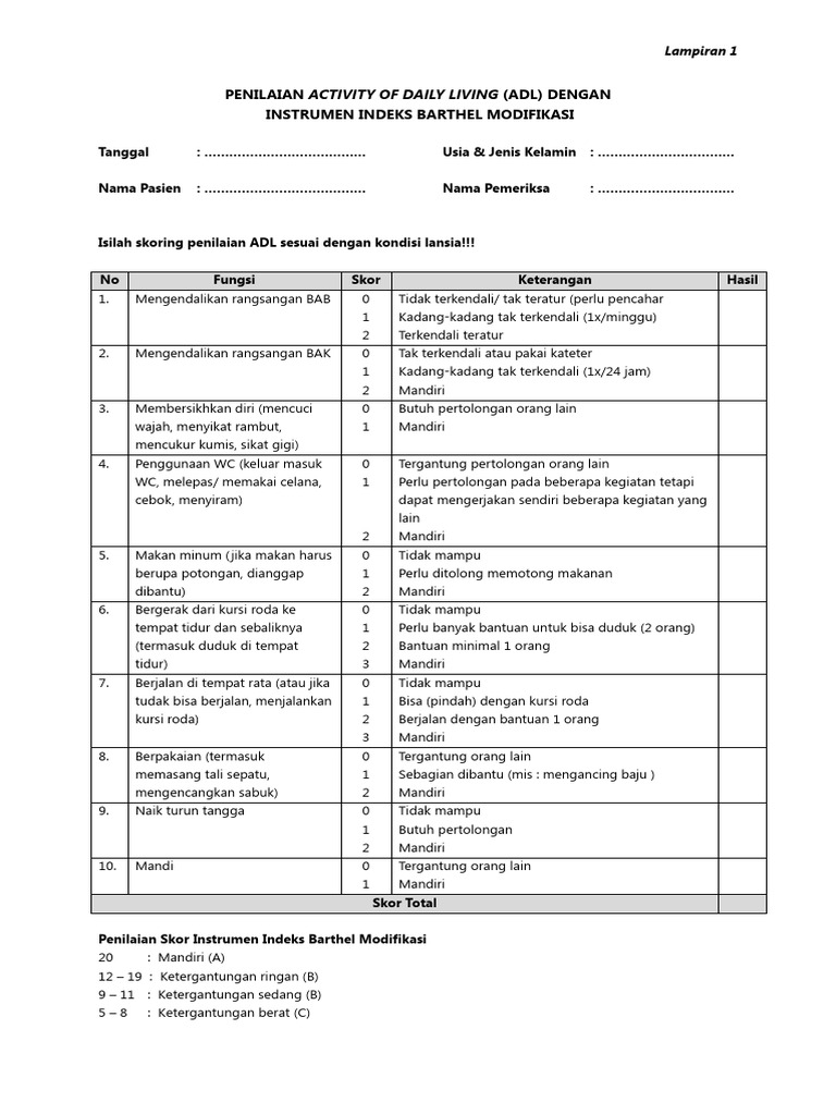 Penilaian Activity of Daily Living | PDF