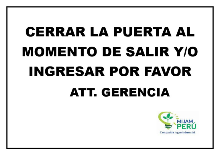 Cerrar La Puerta Al Momento de Salir y | PDF