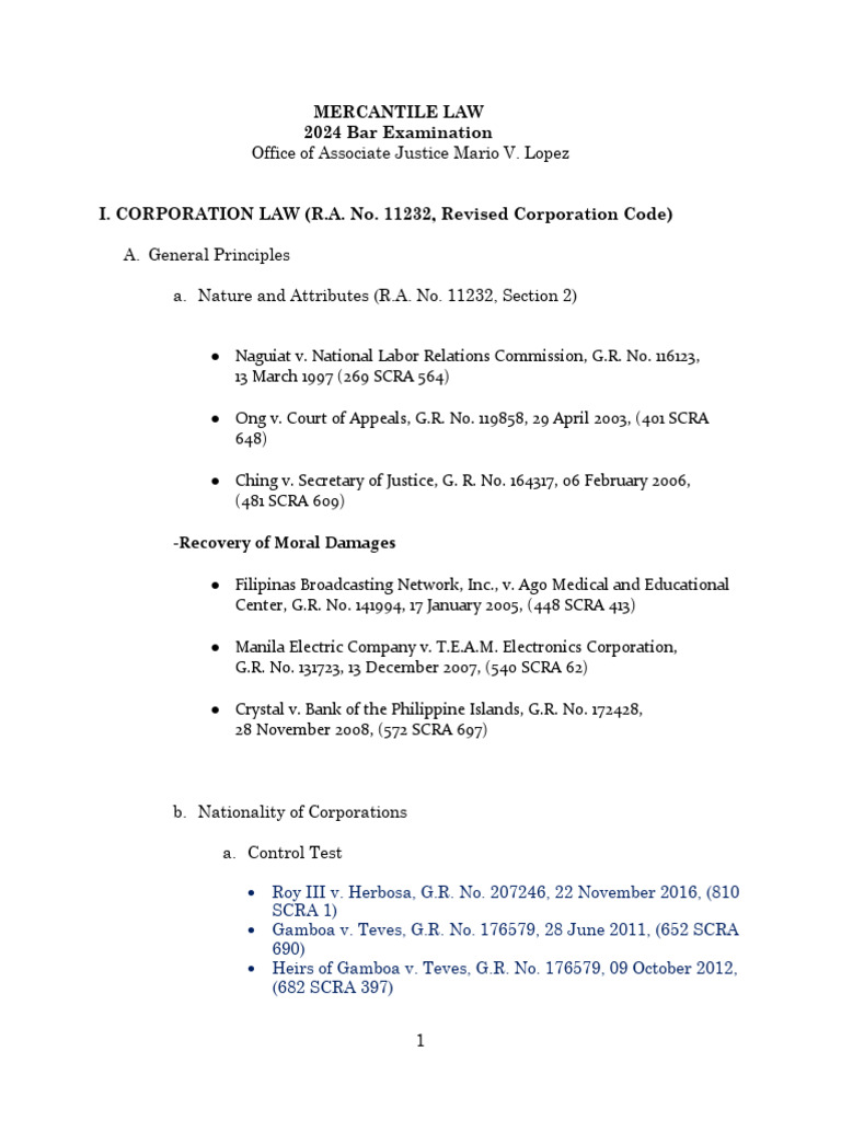 2024 BAR SYLLABUS Mercantile Law 090623 | PDF