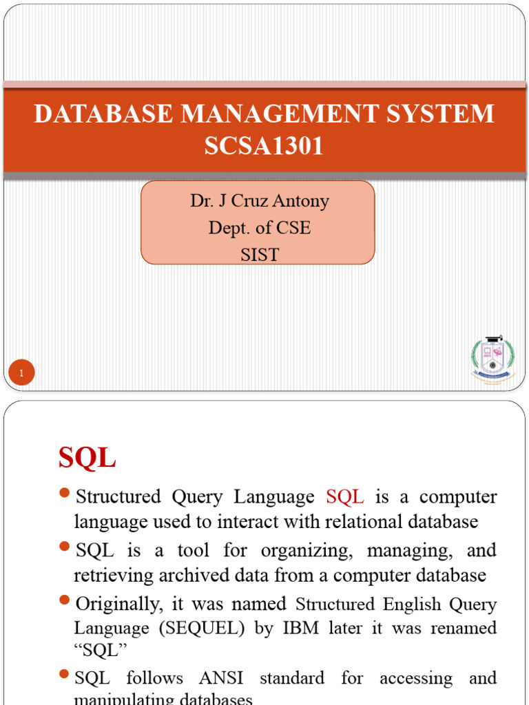 Scsa1301 Dbms Unit-3 | PDF | Computers | Technology & Engineering