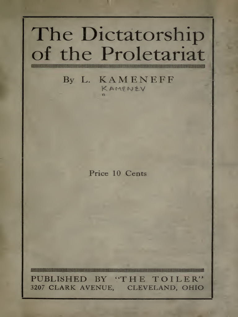 Lev Kamenev - The Dictatorship of The Proletariat | PDF | Politics ...