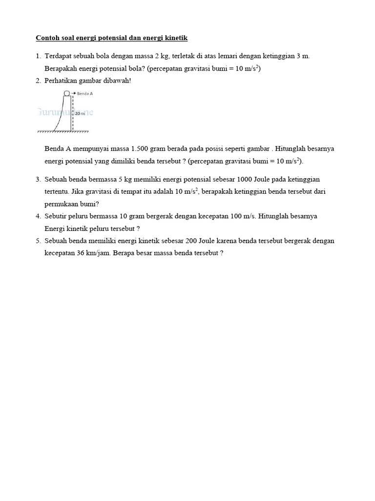 Contoh Soal Energi Potensial Dan Energi Kinetik | PDF