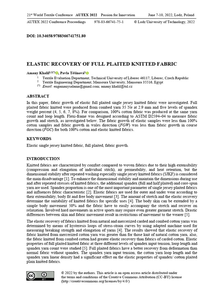 80 - Elastic - Rec - Khalil - Autex - 2022-ASTM D2594 | PDF | Textiles ...