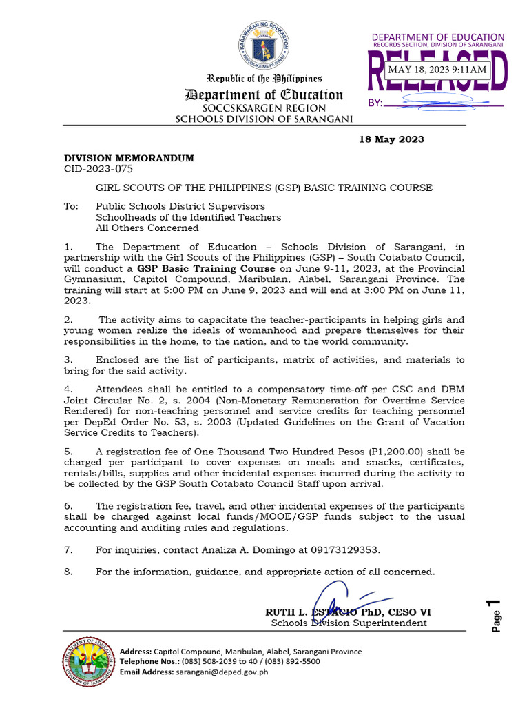 GSP Basic Training Course Announcement | PDF