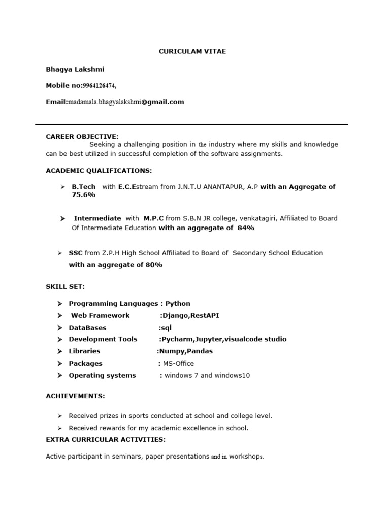 Curriculam Vitae | PDF