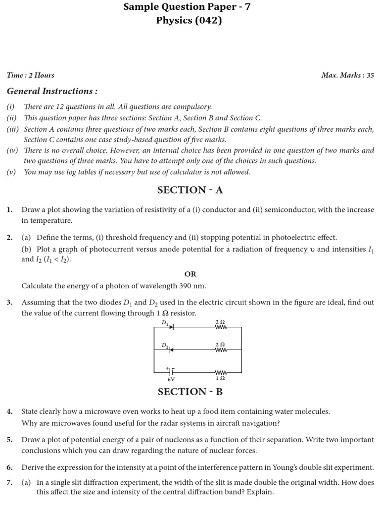 270000313-Sample Paper 7 | PDF | Photoelectric Effect | Physical Quantities