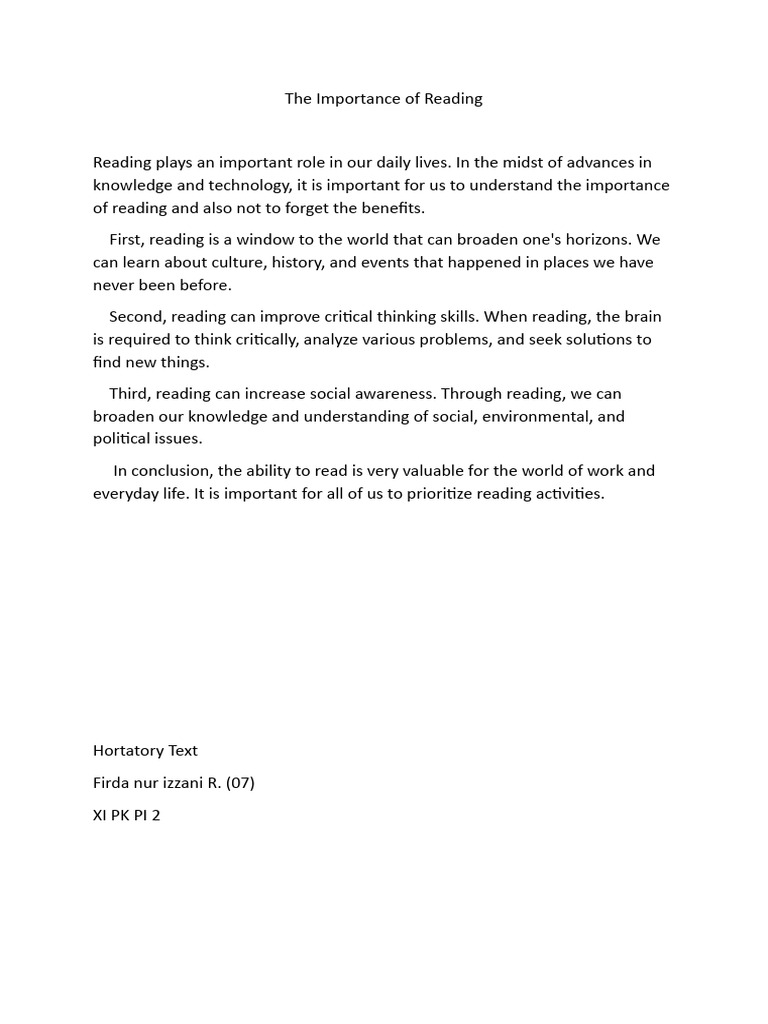 Hortatory Text - Firda Nur Izzani - XI PK PI2 | PDF