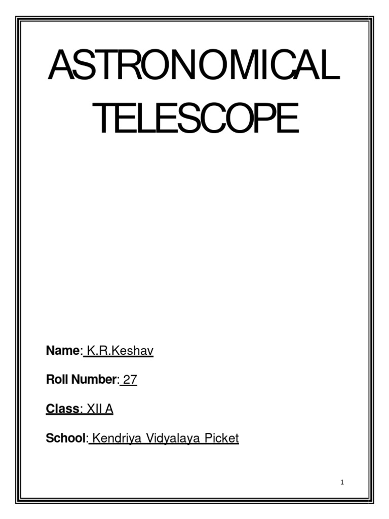 Astronomical Telescope Pdf Physical Sciences Optics