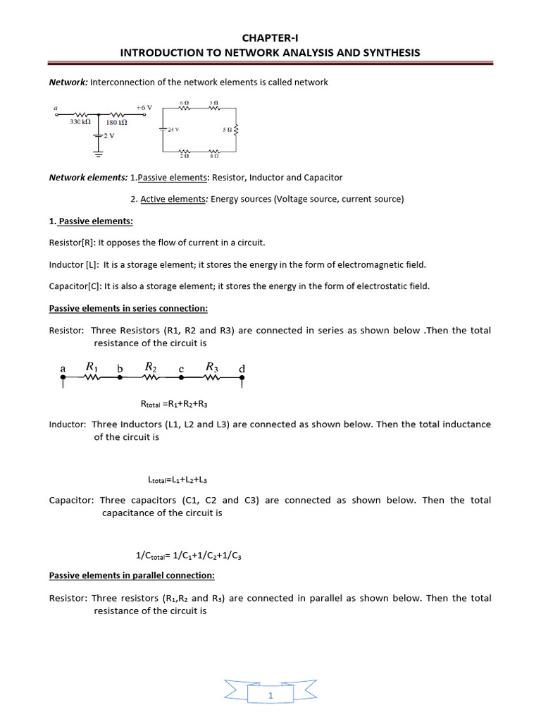 Network Synthesis Chapter 1 | PDF