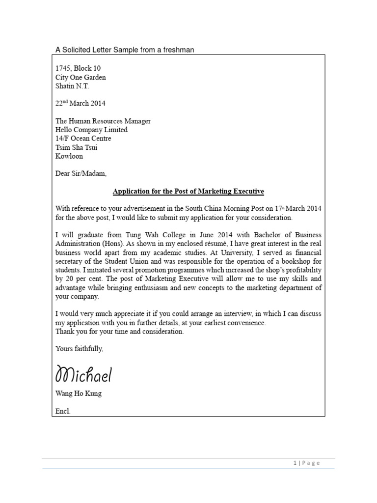A Solicited Application Letter Pdf