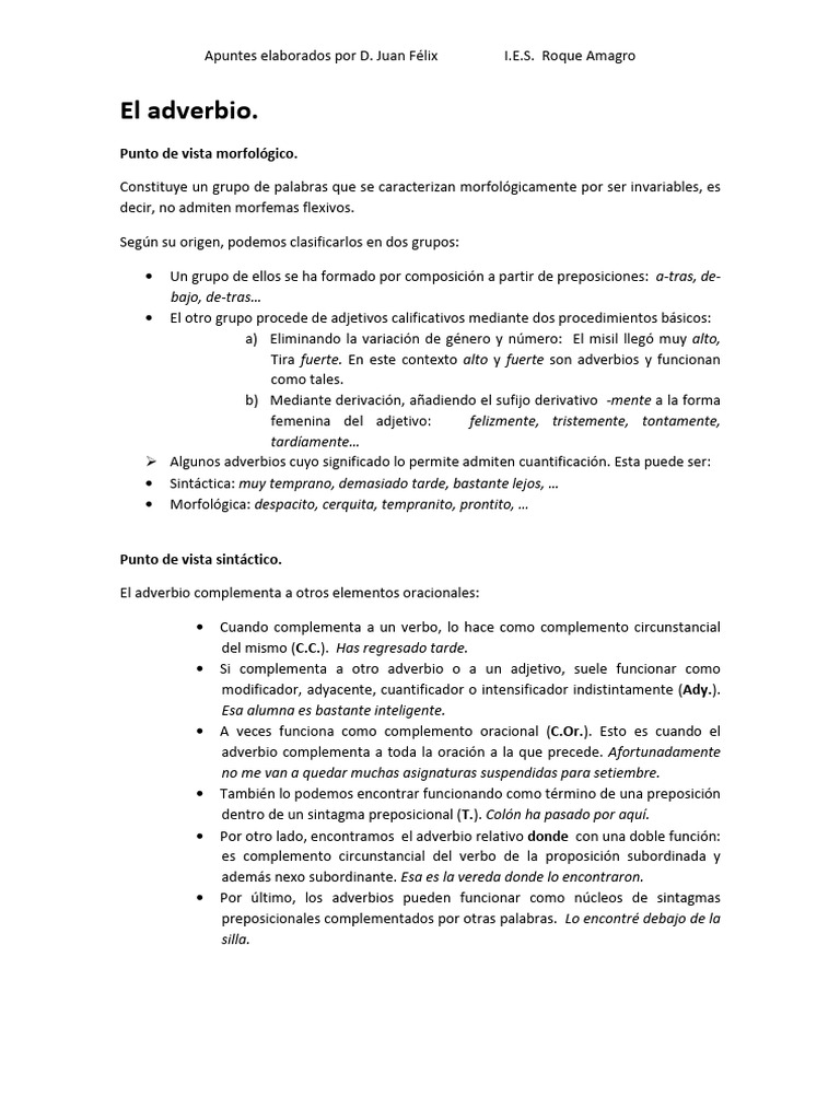 Adverbio | PDF
