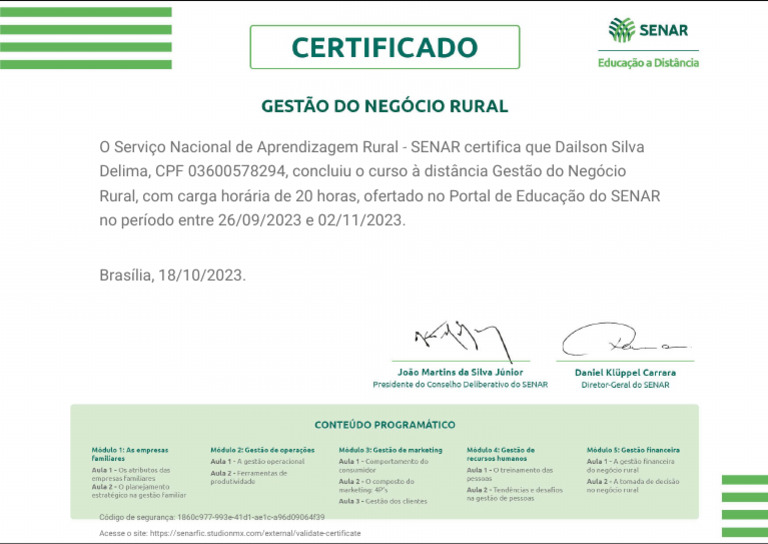 Certificado Delima 2 | PDF