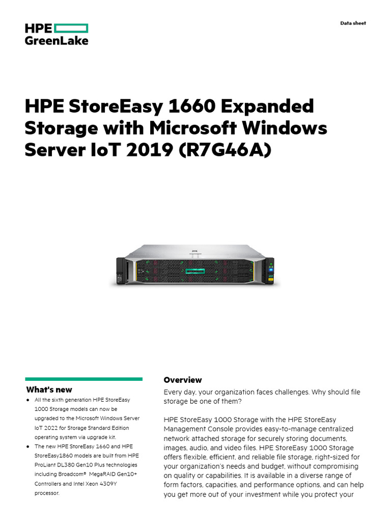 HPE StoreEasy 1660 Expanded Storage With Microsoft Windows Server IoT 2019-PSN1013310645CZEN ...