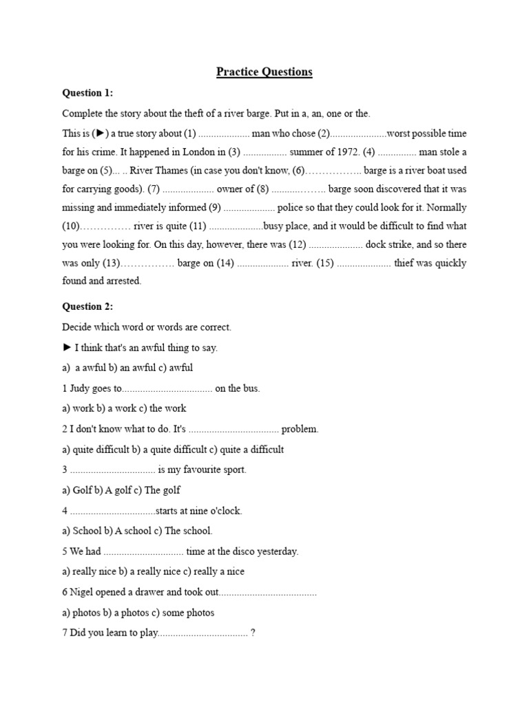 Practice Questions Articles | PDF