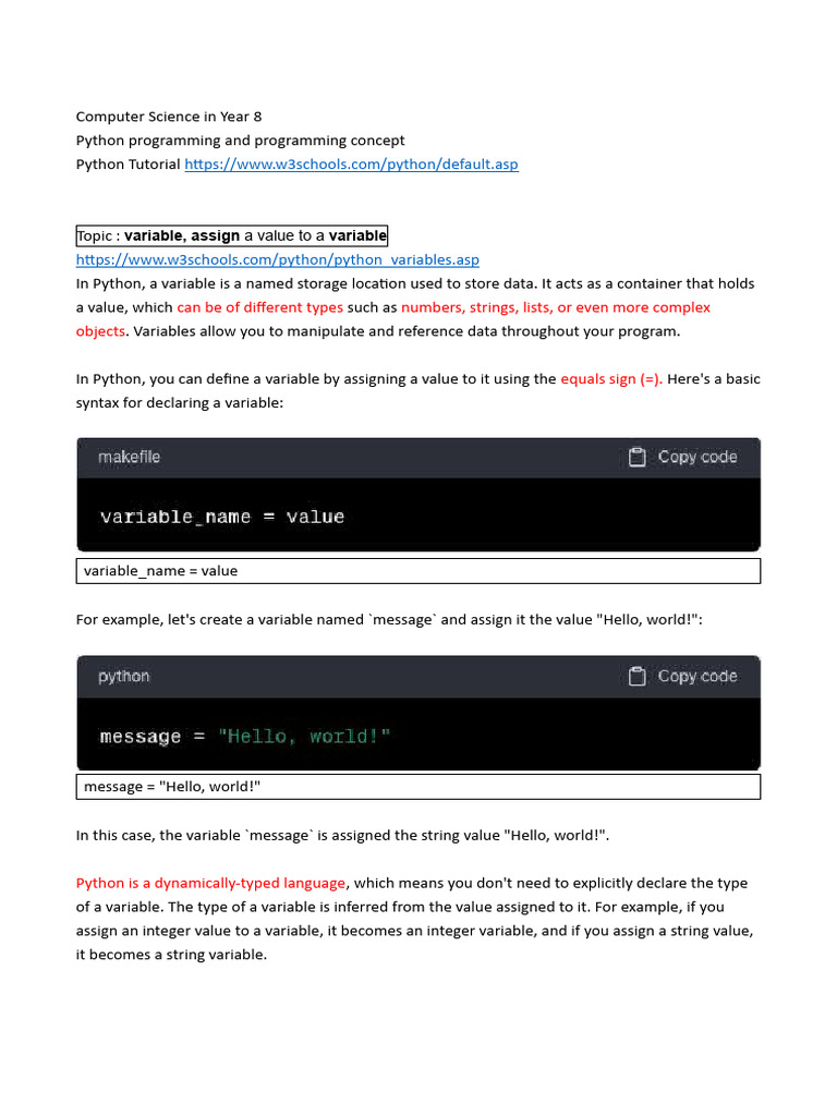 Python Programming and Programming Concept | Download Free PDF | Variable (Computer Science ...