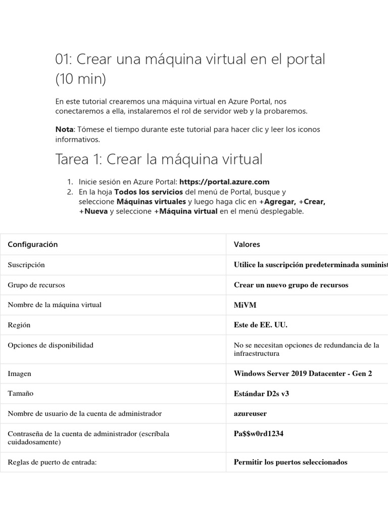 M02L01 - Crear Una Maquina Virtual en El Portal | PDF | Redes ...