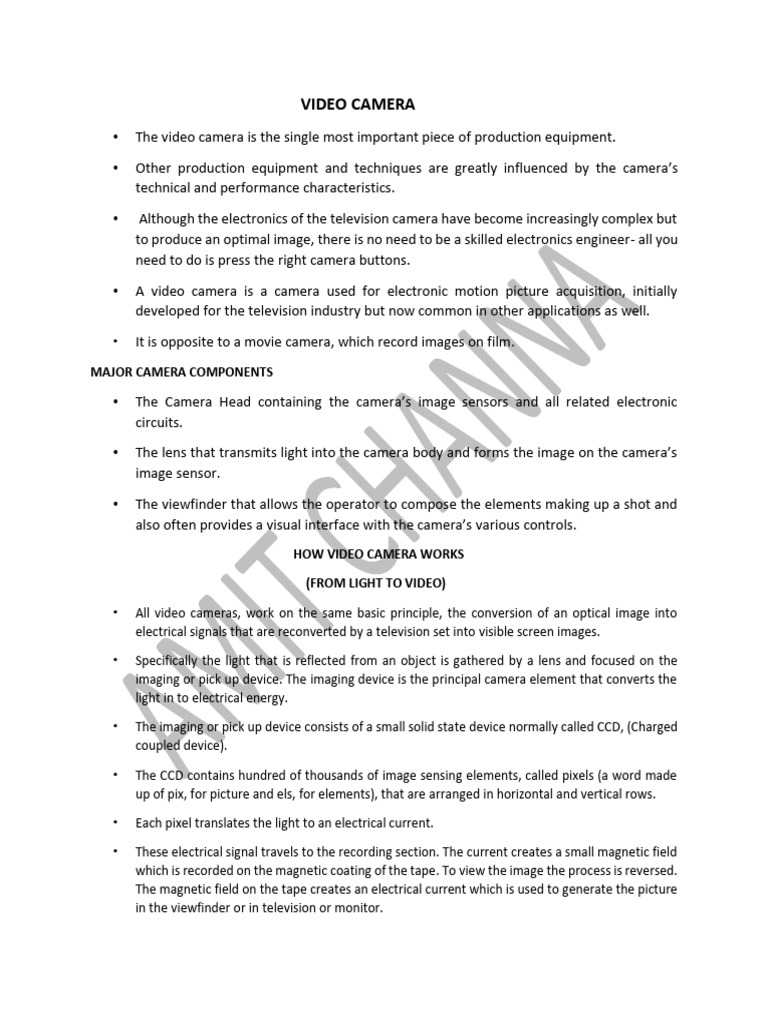 Video Camera | PDF | Camera | Zoom Lens