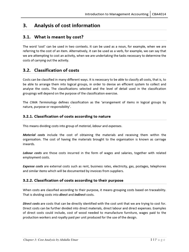 Cost Analysis Notes | PDF | Management Accounting | Business Economics