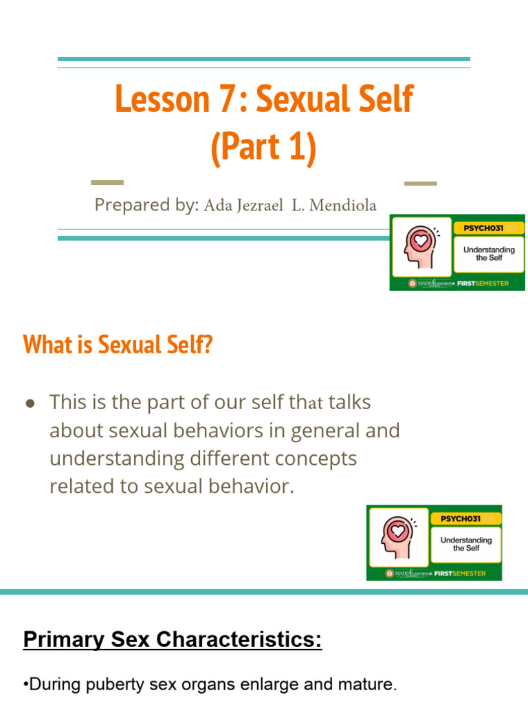 Lesson 7 - Sexual Self Part 1 | PDF | Reproductive System | Human Body