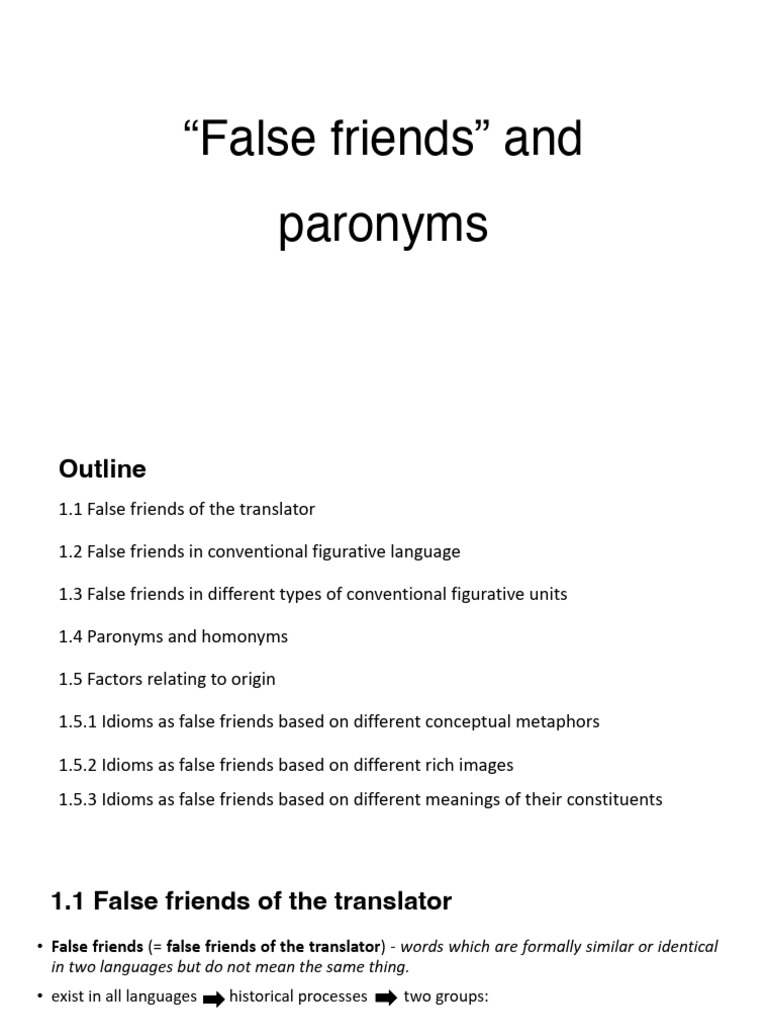 Understanding Paronyms and False Friends | PDF | Linguistics | Human ...