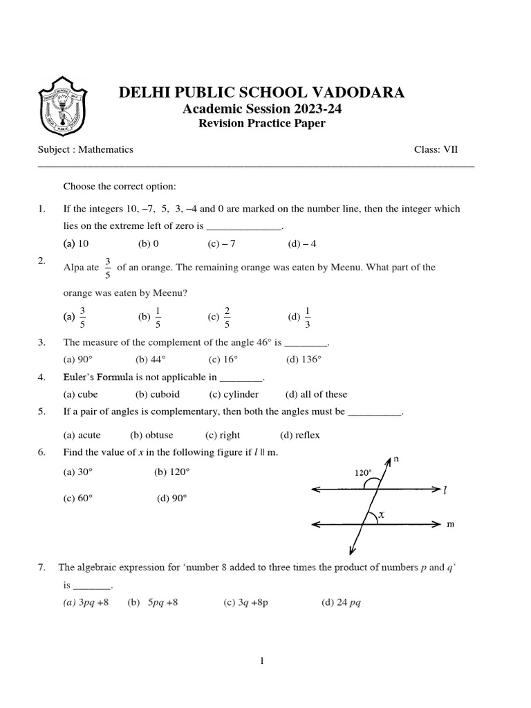 (Maths) Mid-Term Revision Paper | PDF | Angle | Triangle