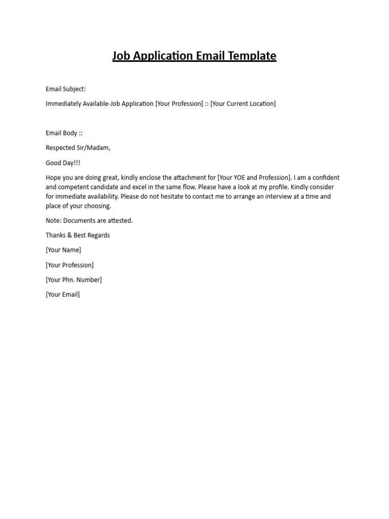 Job Application Email Template | PDF