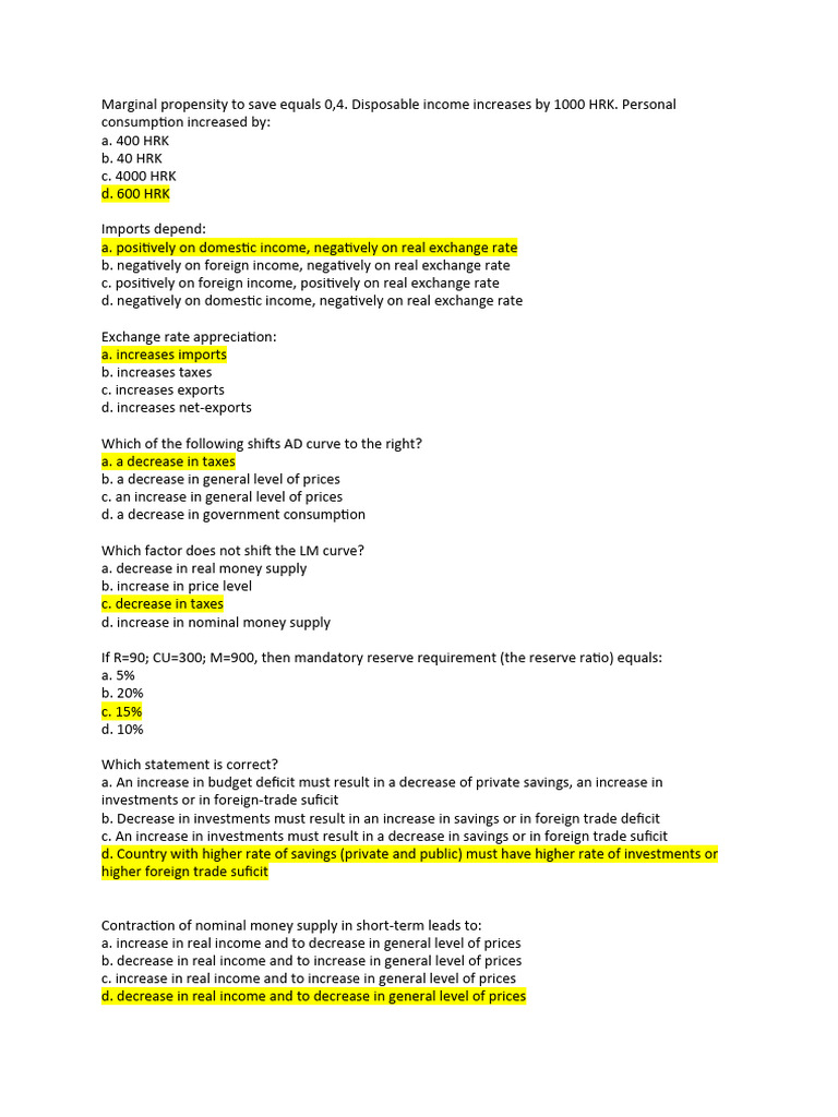 Economics Quiz for Students | PDF