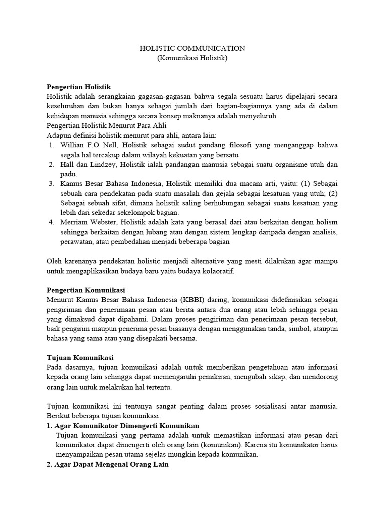 Holistic Communication | PDF