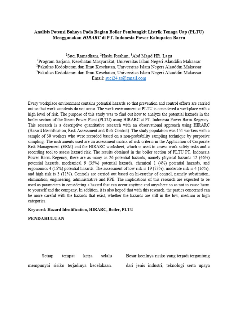 Jurnal Skripsi Suci Ramadhani | PDF | Hazards | Risk