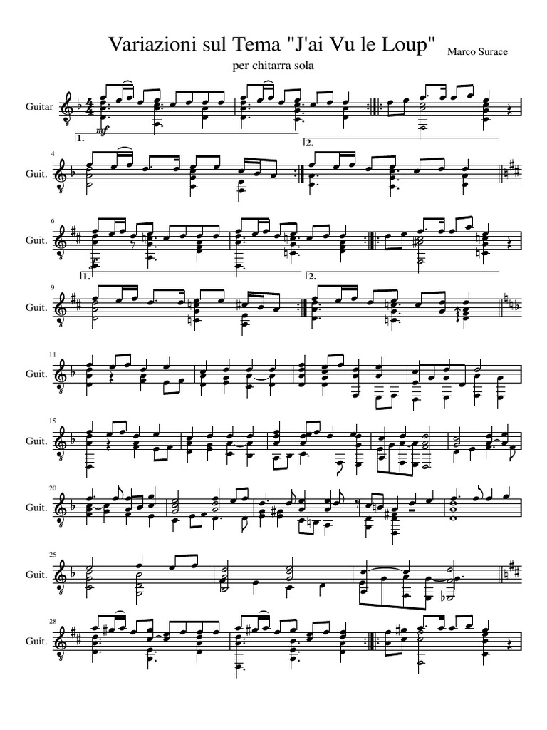Variazioni Sul Tema - J'ai Vu Le Loup | PDF