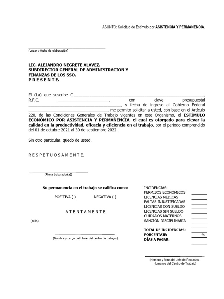 Solicitud de Asistencia y Permanencia | PDF