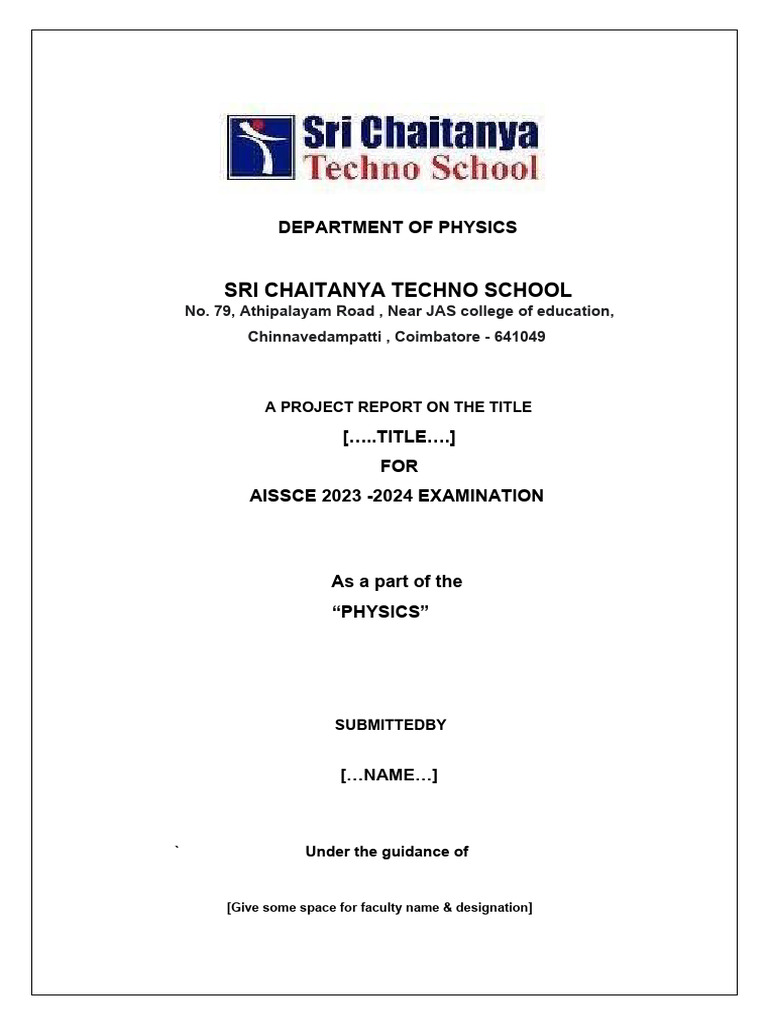 2023 - 2024 - Physics Front Page For Project | PDF | Transformer | Inductor