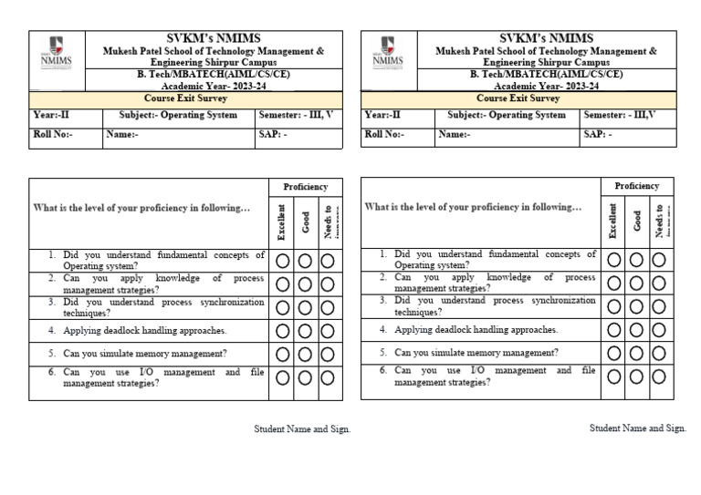Os Course Exit Survey | PDF