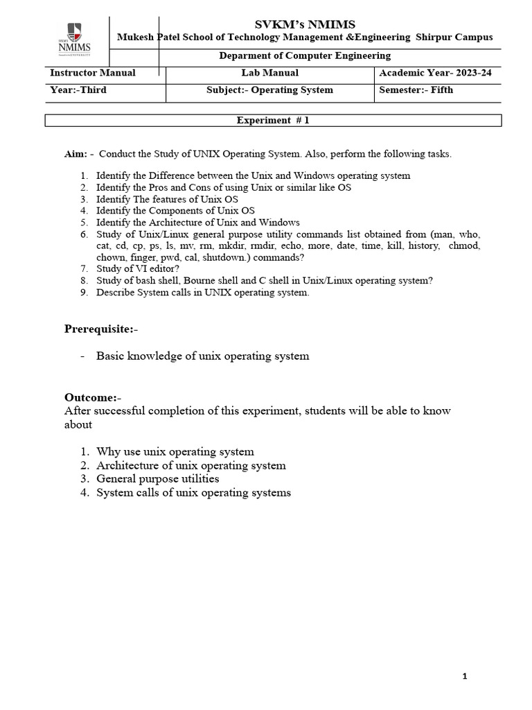 Experiment 1 - OS | PDF