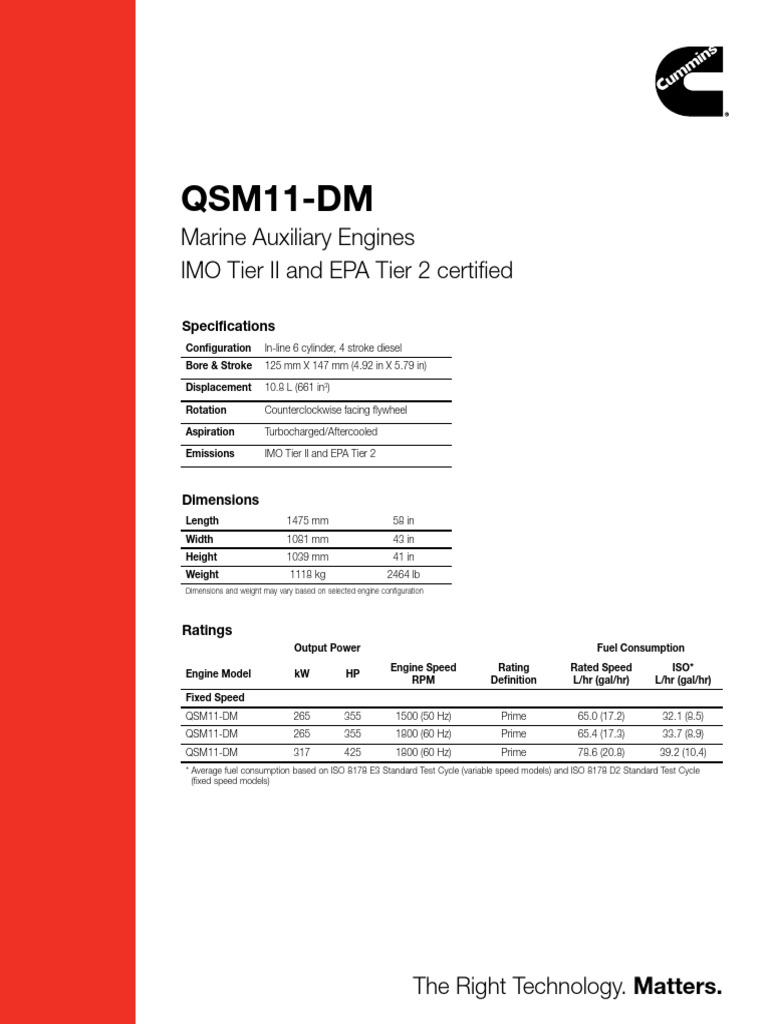 QSM11-DM IMO Tier II and EPA Tier 2 Certified Ratings SS | PDF