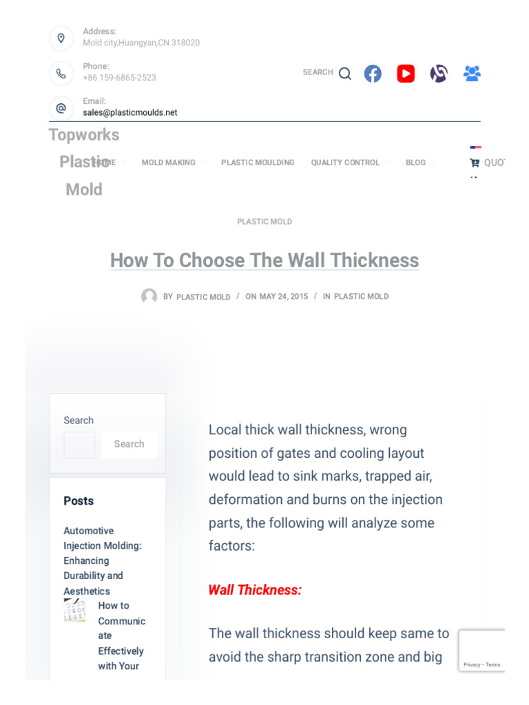 Optimize Plastic Wall Thickness | PDF | Physical Sciences | Polymers