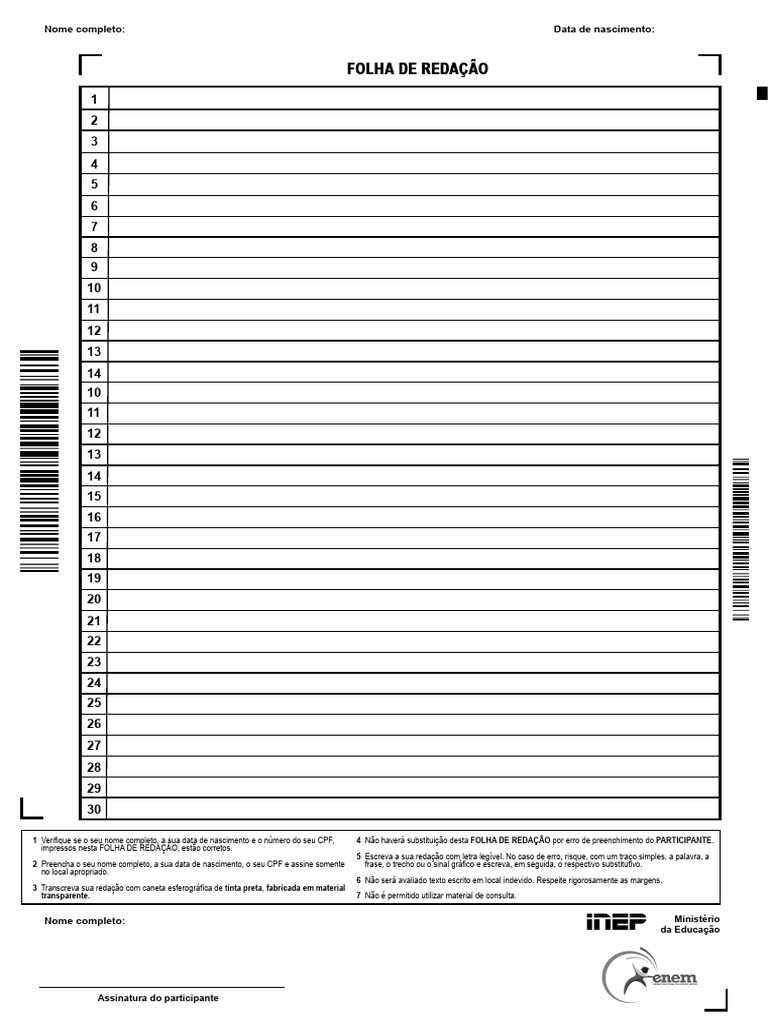 Modelo Folha-Redação-Enem | PDF | Caneta
