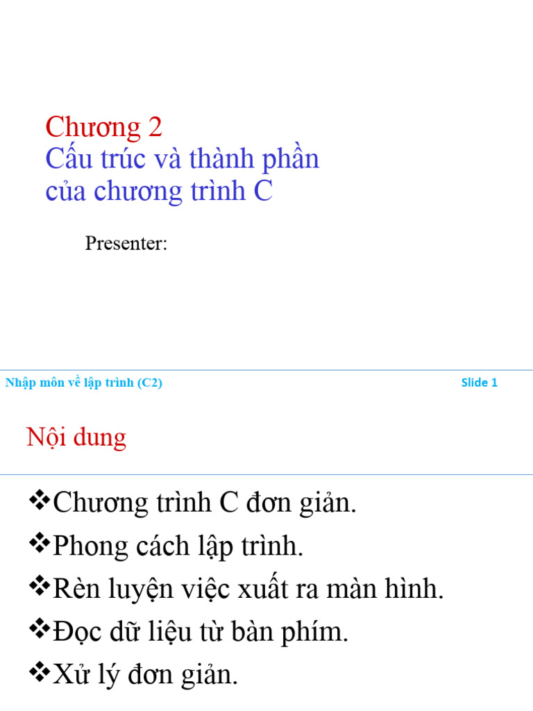 Nhap Mon Lap Trinh Vuong Ba Thinh NMVLT c2 CA U Truc Va Thanh Pha N Cu A Chuong Trinh C | PDF