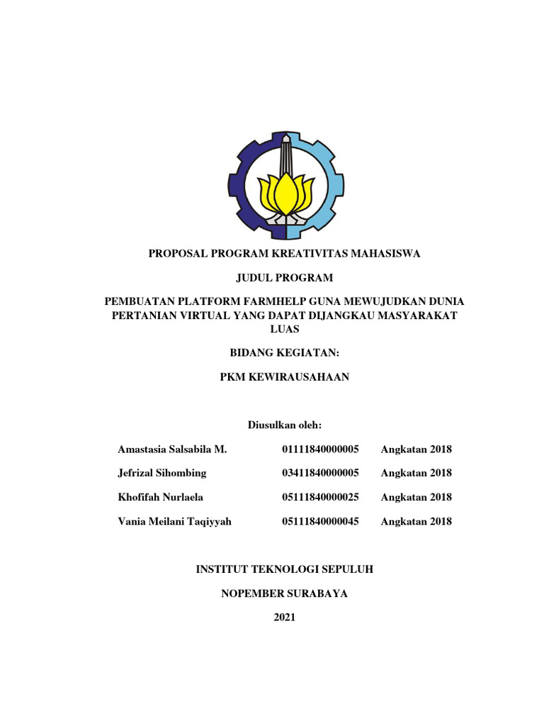 Kelompok 4 - Proposal PKM-K | PDF | Bisnis | Pengelolaan Keuangan & Uang