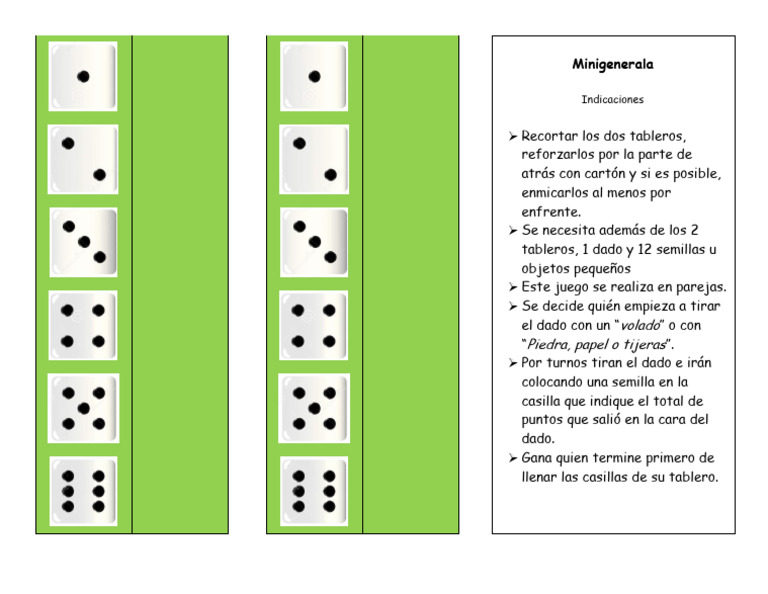 Minigenerala para Las Familias. Puntos Del Dado | PDF