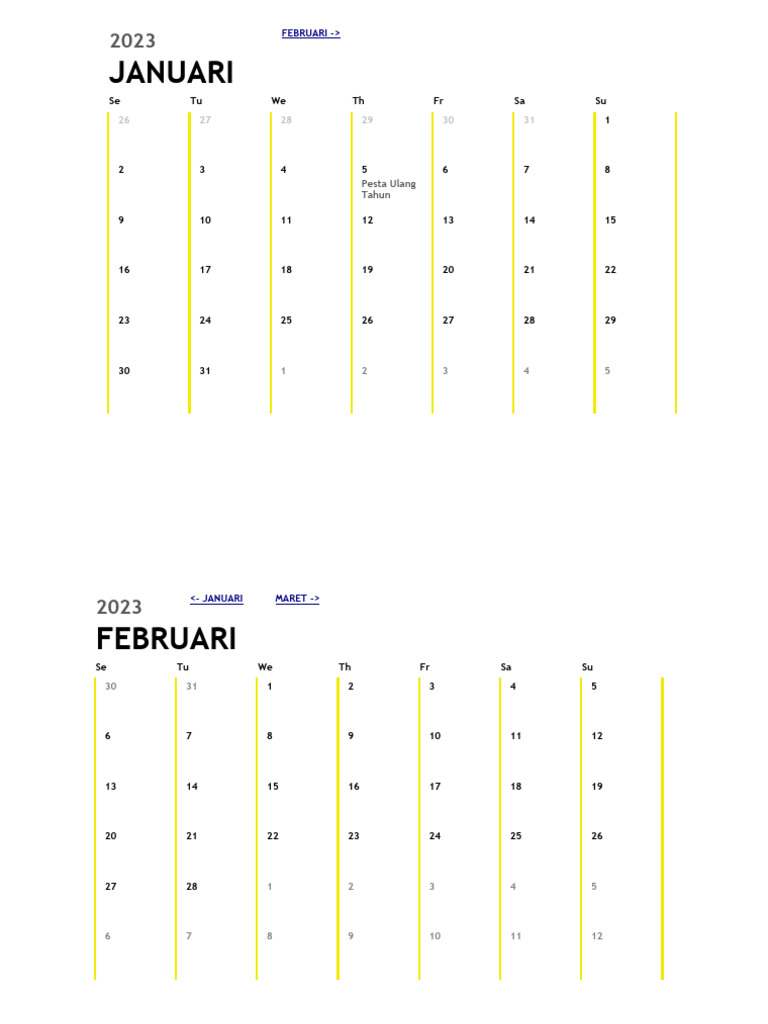 Kalender 12 Bulan | PDF