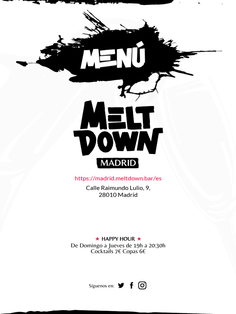 Menu Meltdown Madrid | PDF Menu Meltdown Madrid | PDF