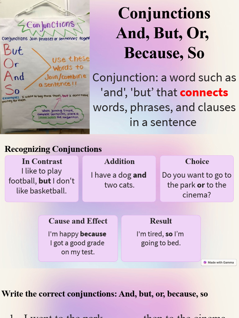 Conjunctions Joining Words Phrases and Clauses | PDF
