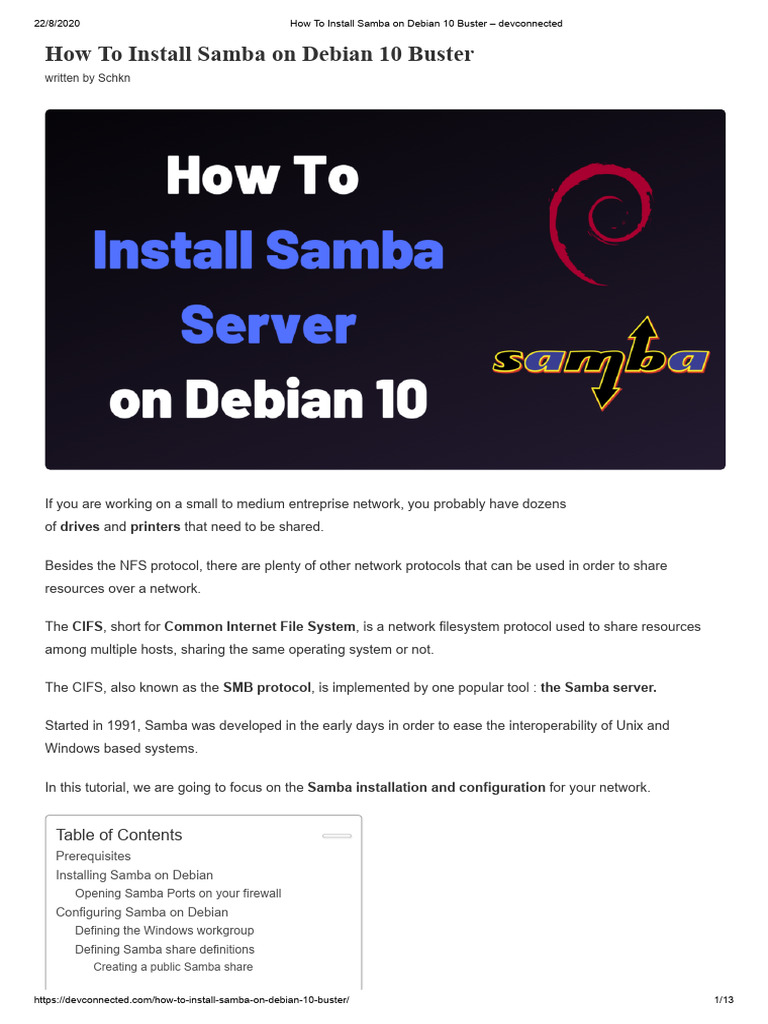 How To Install Samba On Debian 10 Buster | PDF | Sudo | Operating System Technology