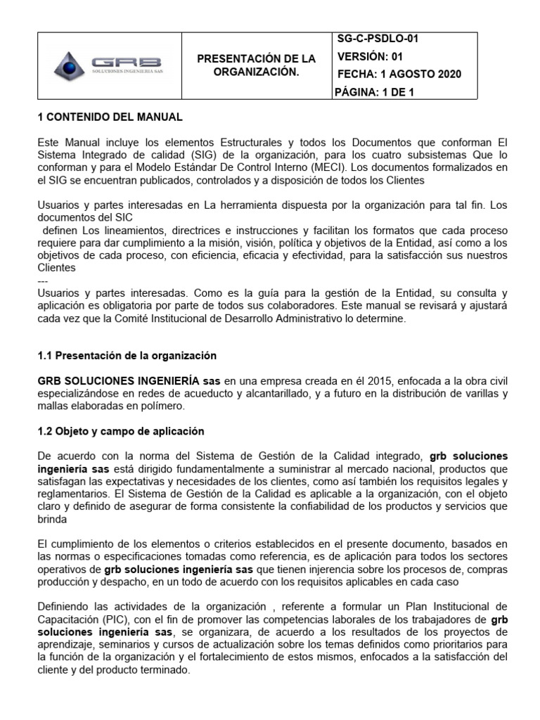 Manual Del Sistema De Gestion De Calidad Pdf Calidad Comercial