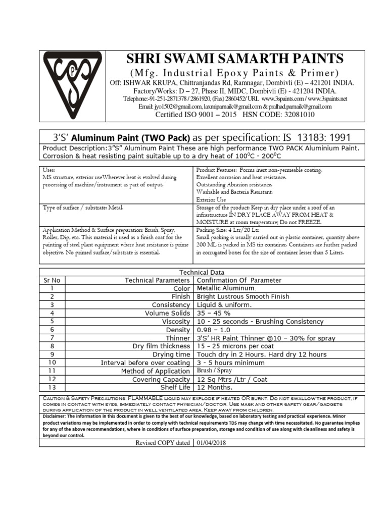 TDS Silicone Base Paints | PDF