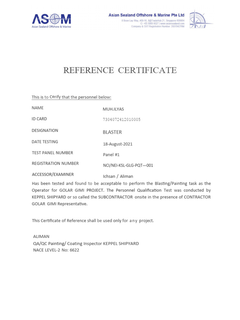 Reference Certificate | PDF