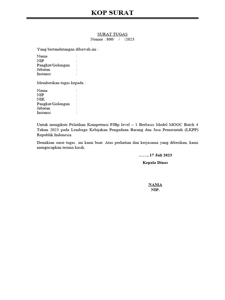 Format Surat Tugas | PDF