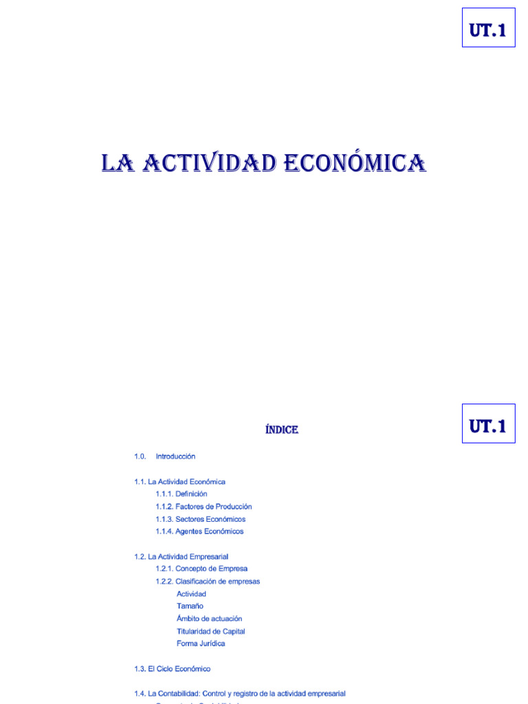 UT1.1 La Actividad Económica. Introducción Contabilidad | PDF | Contabilidad | Business