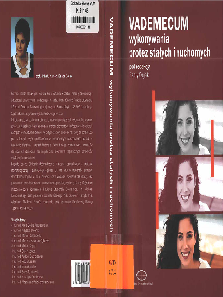 Vademecum Wykonywania Protez Staå Ych I Ruchomych (Beata Dejak) | PDF